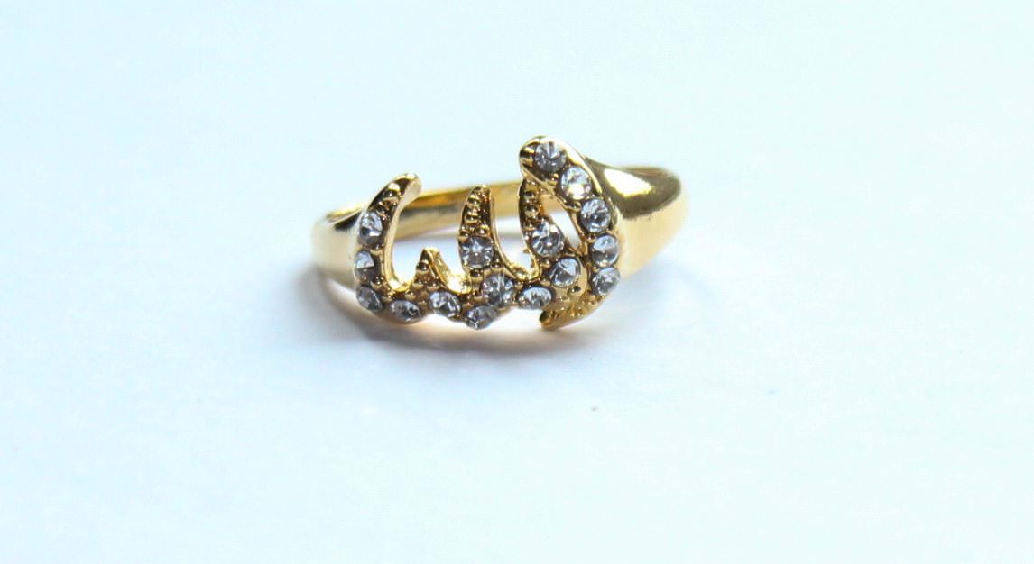 24K Gold Plated Allah Ring with Zirconia | SHIA SHOPPING